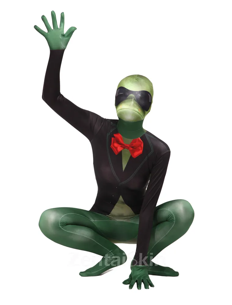 Green Sir Frog Full Body Second Skin Costume Halloween Spandex Skinsuit ...