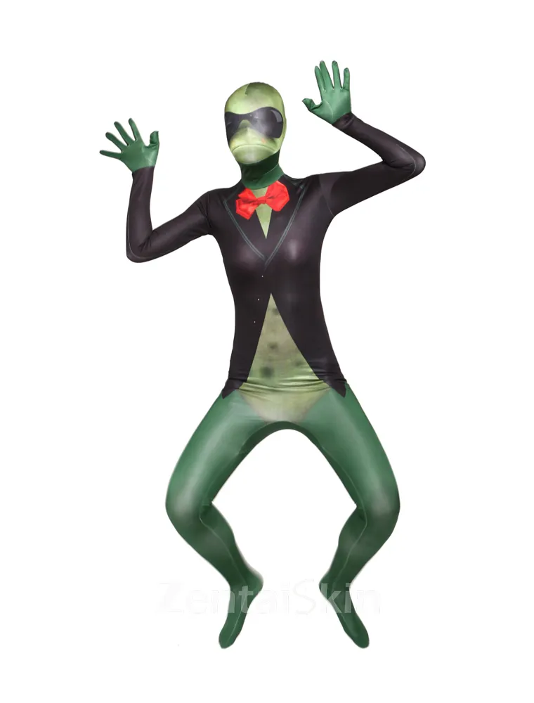 Green Sir Frog Full Body Second Skin Costume Halloween Spandex Skinsuit ...