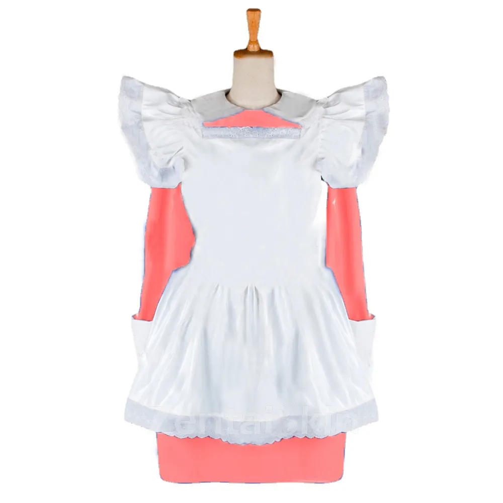 Second Skin French Maid Dress Woman Maid Party Wetlook PVC Maid Uniform ...